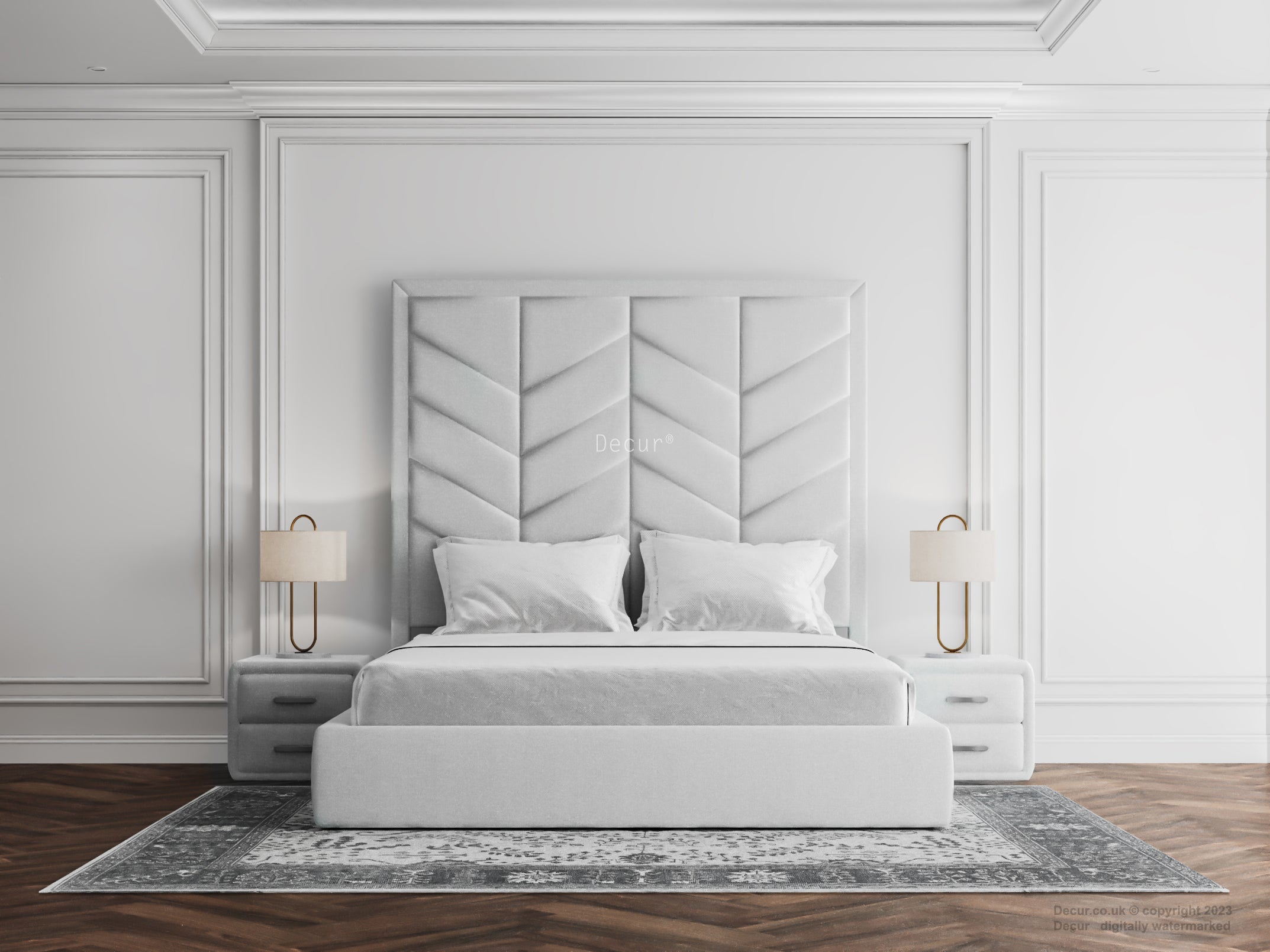 Chevron Feature Wall Headboard Bed — Decur.co.uk