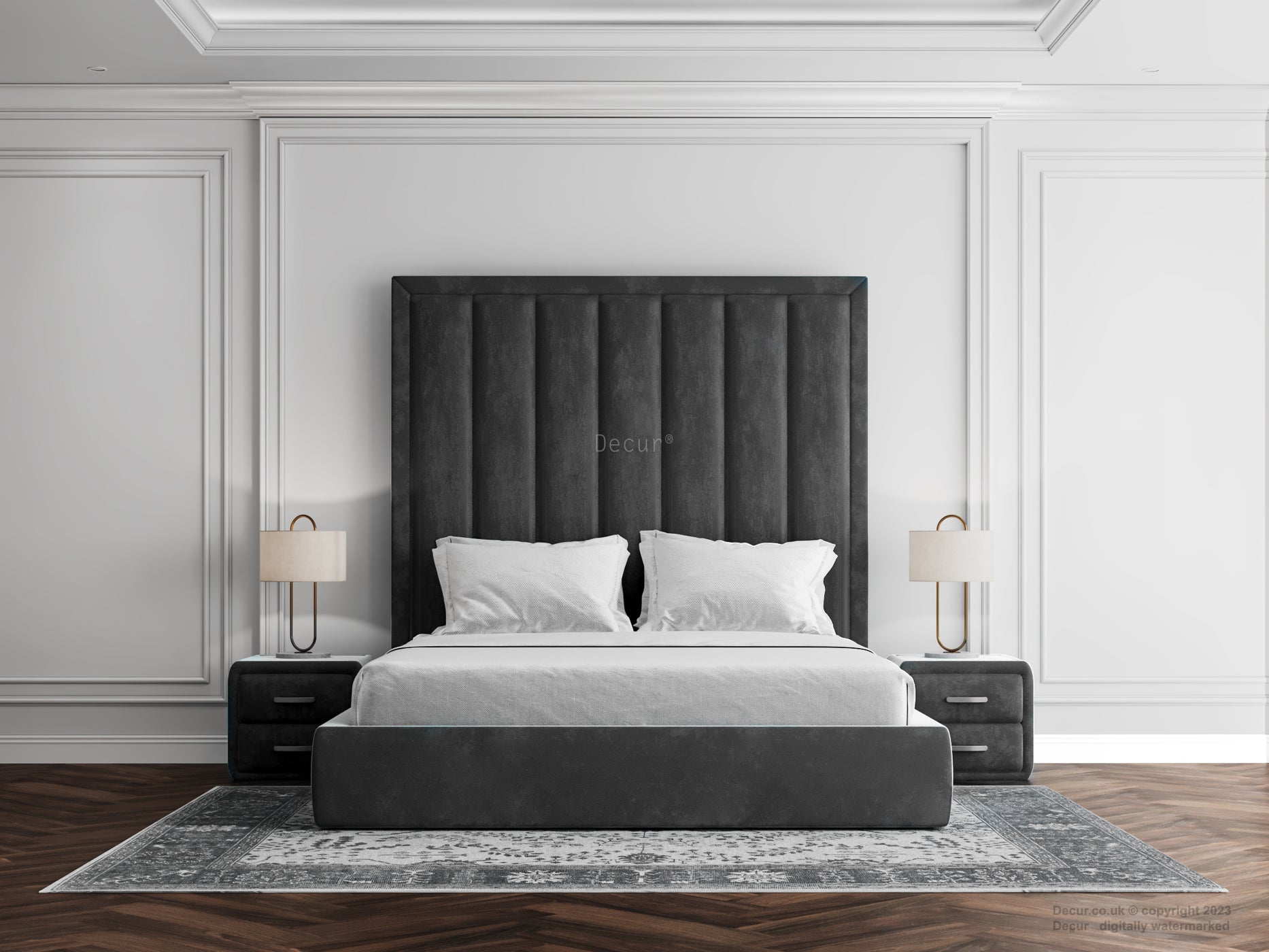 Fluted Feature Wall Headboard Bed — Decur.co.uk
