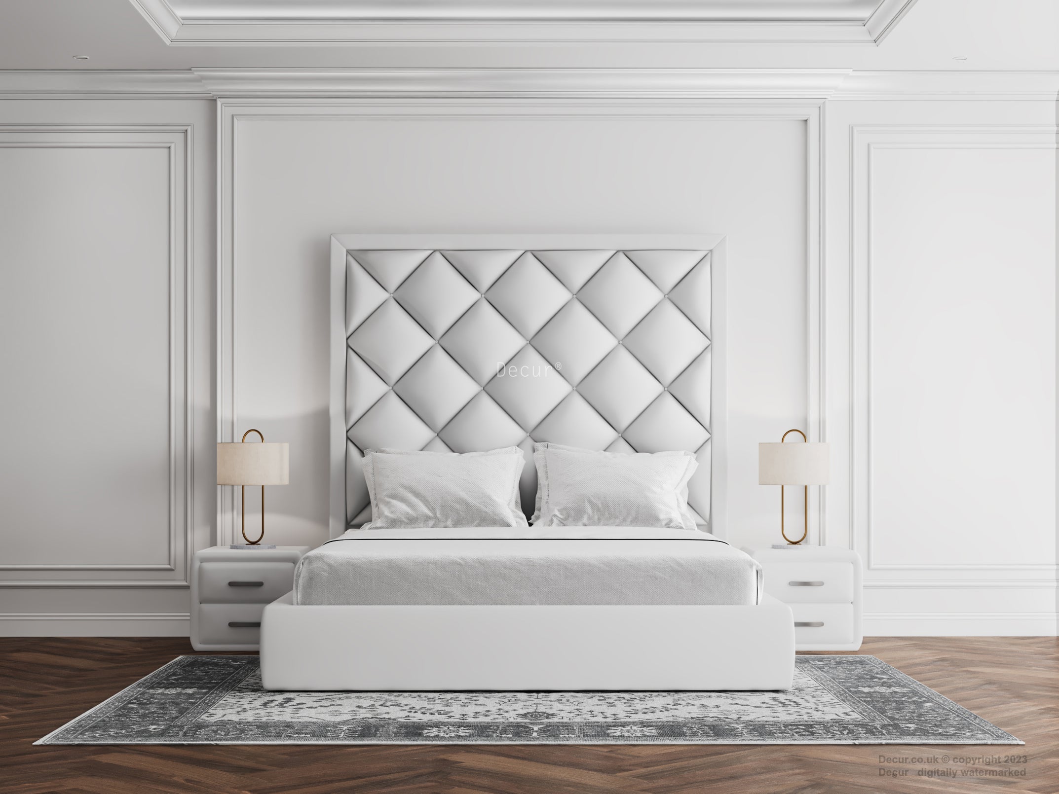 Diamond Square Feature Wall Headboard Bed — Decur.co.uk