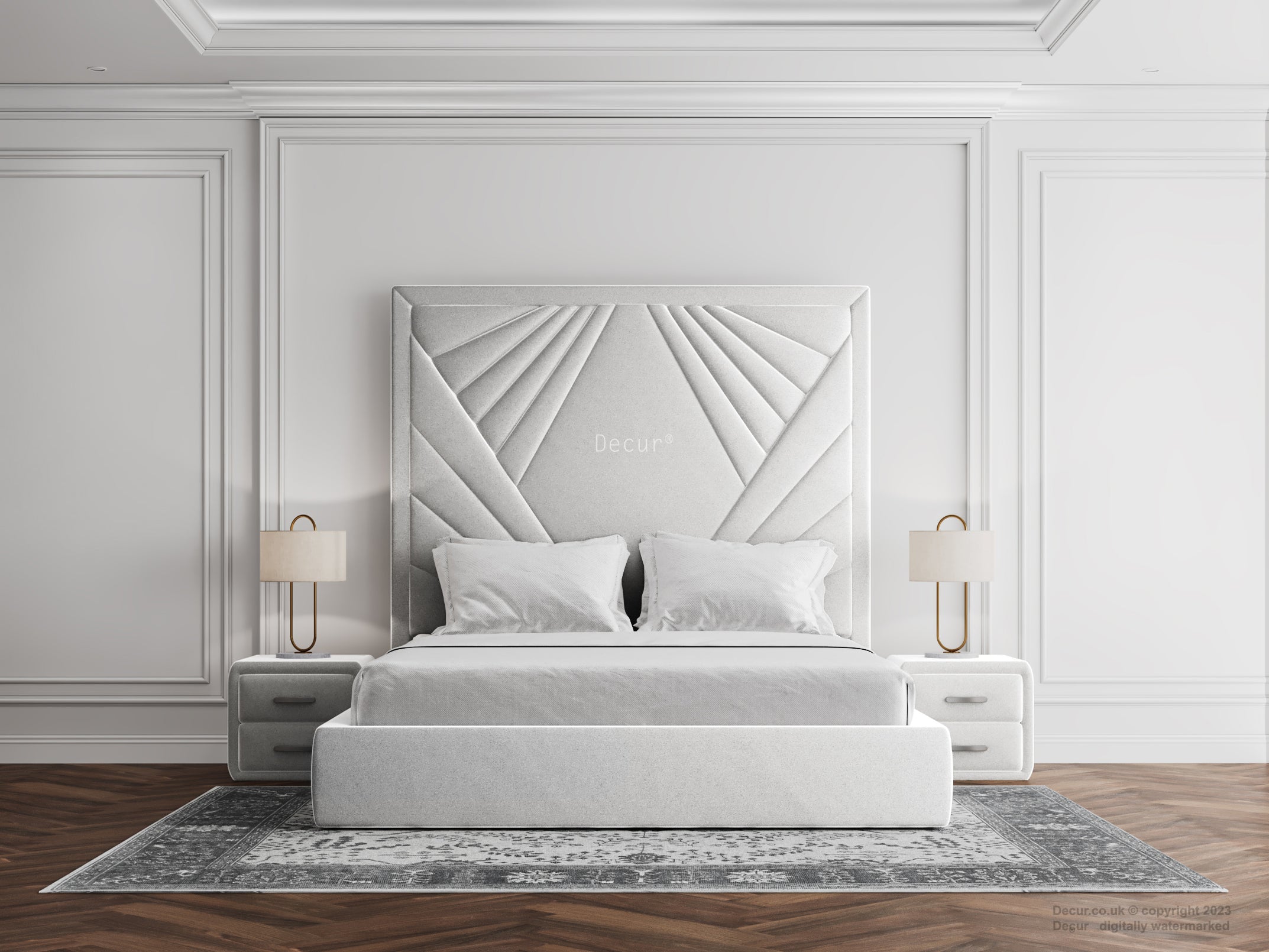 Sunburst Sunset Feature Wall Headboard Bed — Decur.co.uk