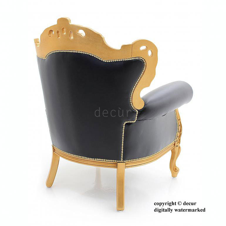 Baroque Gilded Arm Chair - Black — Decur.co.uk