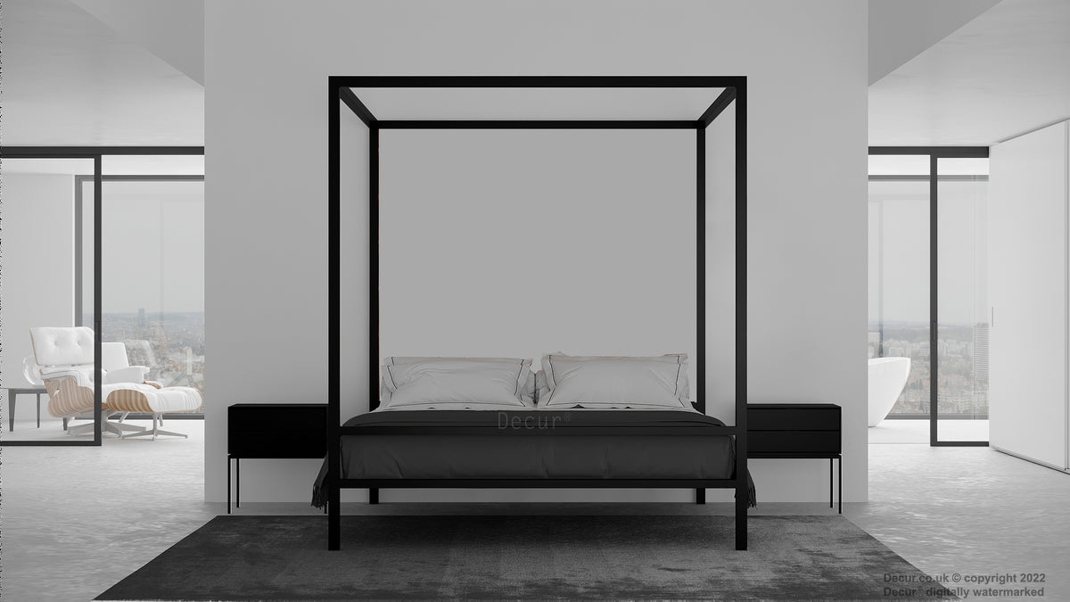 Metal Modern Four Poster Bed - Black — Decur.co.uk